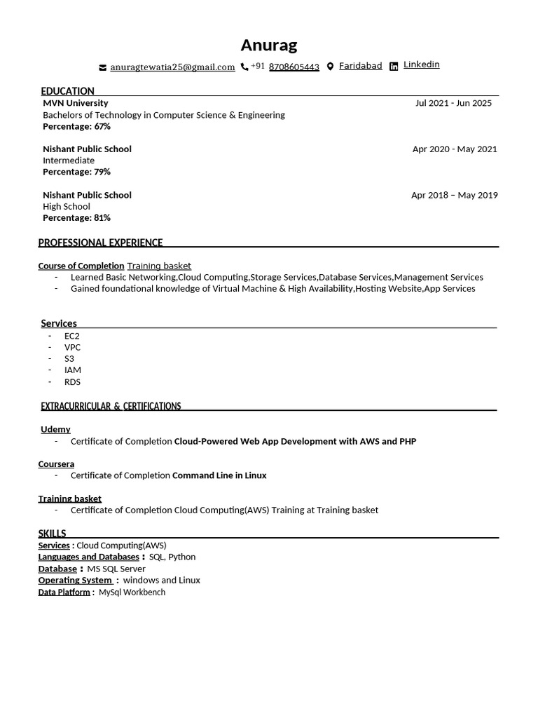 Anurag CV | PDF