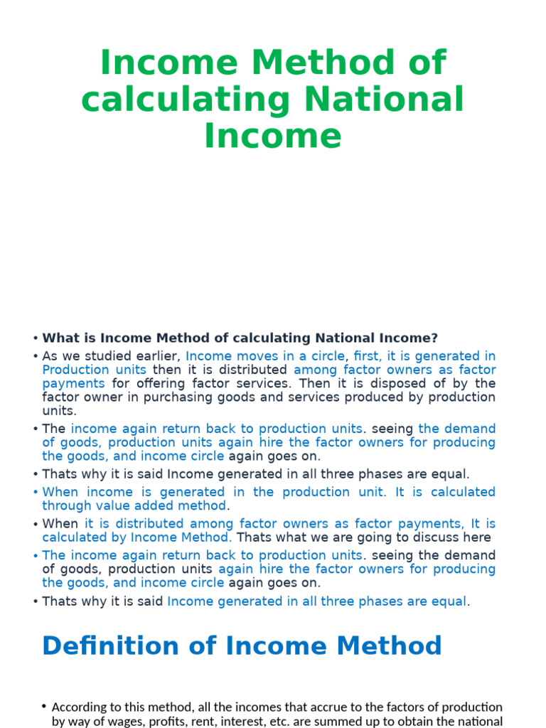 Income Method of Calculating National Income | PDF | Income | Retained ...