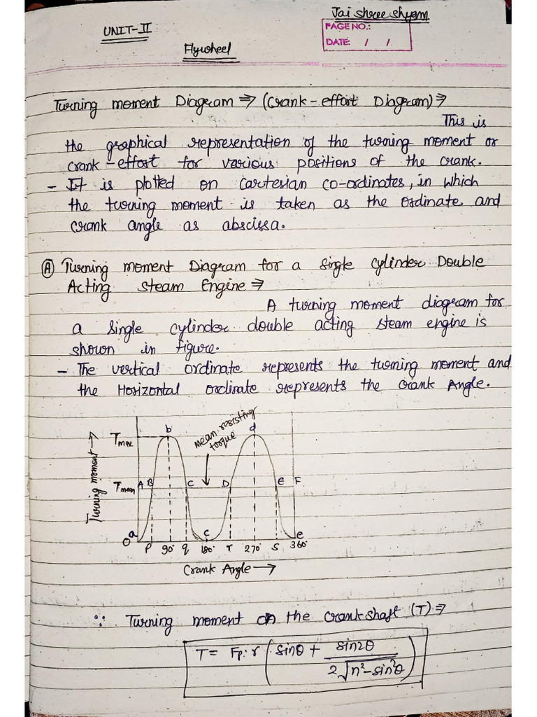 Flywheel and turning moment diagram | PDF