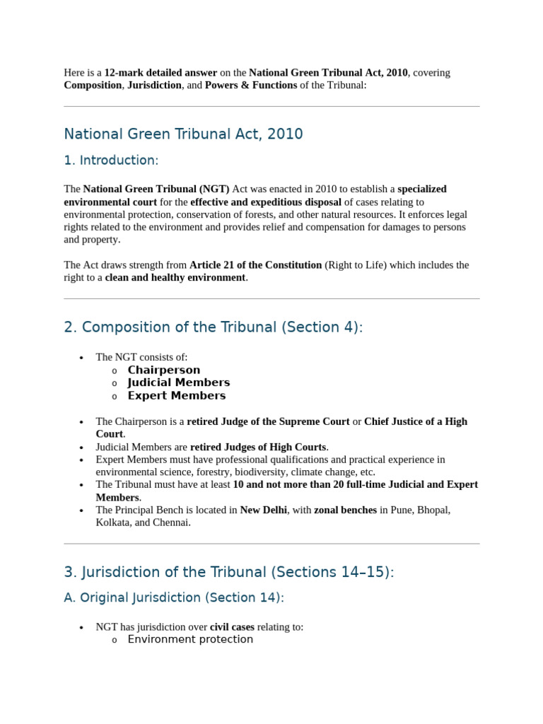 National Green Tribunal Act, 2010 | PDF | Justice | Crime & Violence