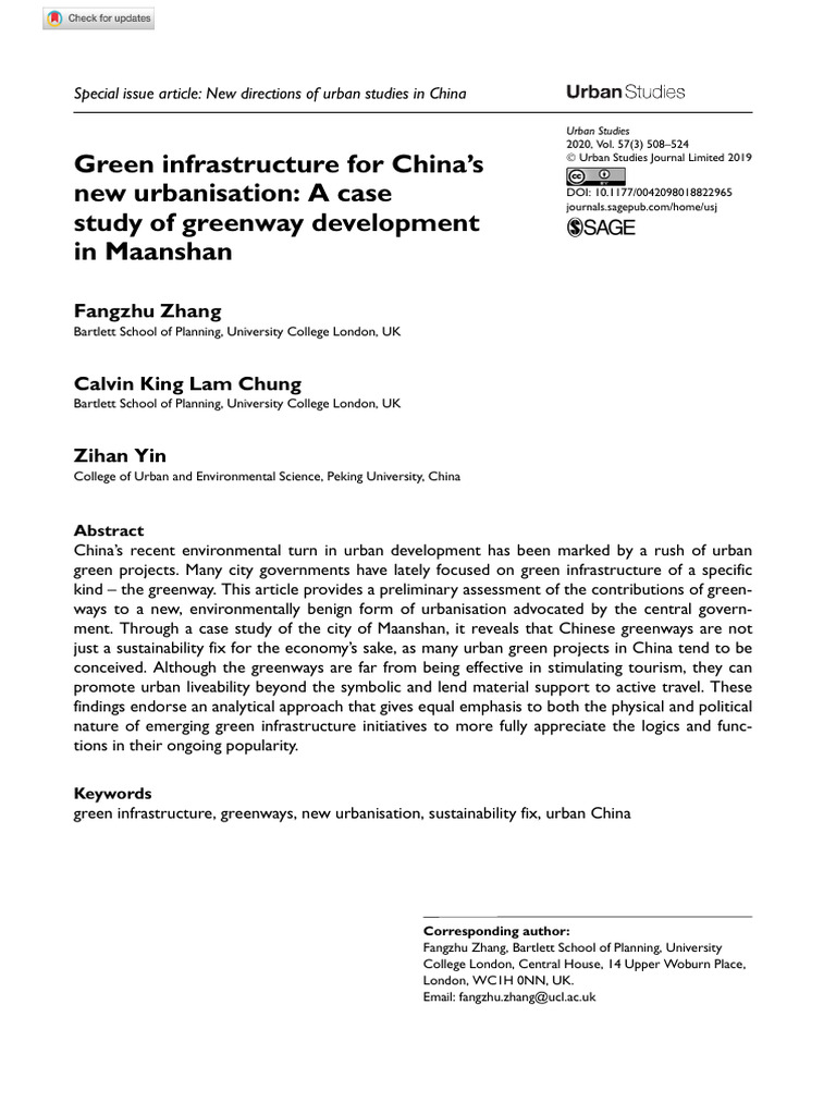 Zhang Et Al. - 2020 - Green Infrastructure For China's New Urbanisation ...