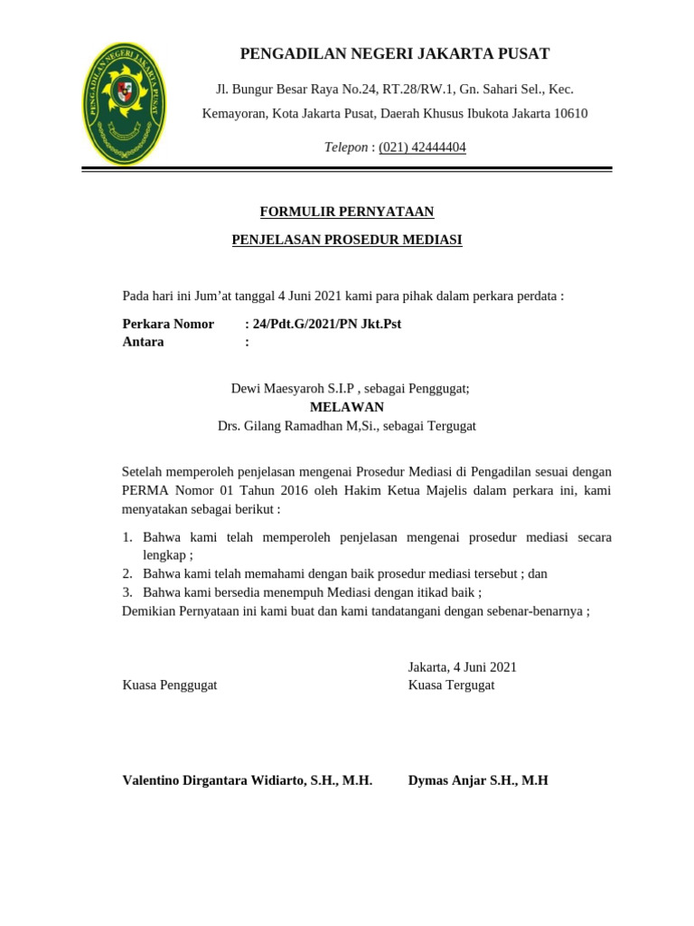 Berkas Mediasi | PDF