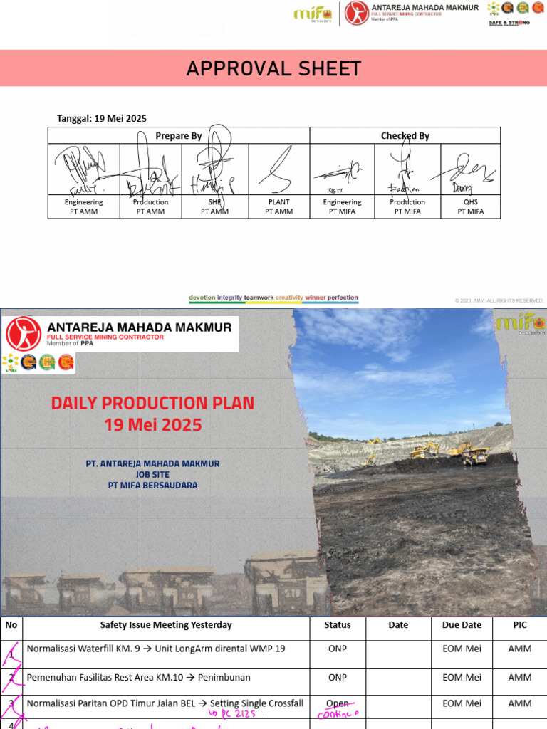 Daily Production Plan 19 Mei 2025 - 250519 - 142853 | PDF | Heavy ...