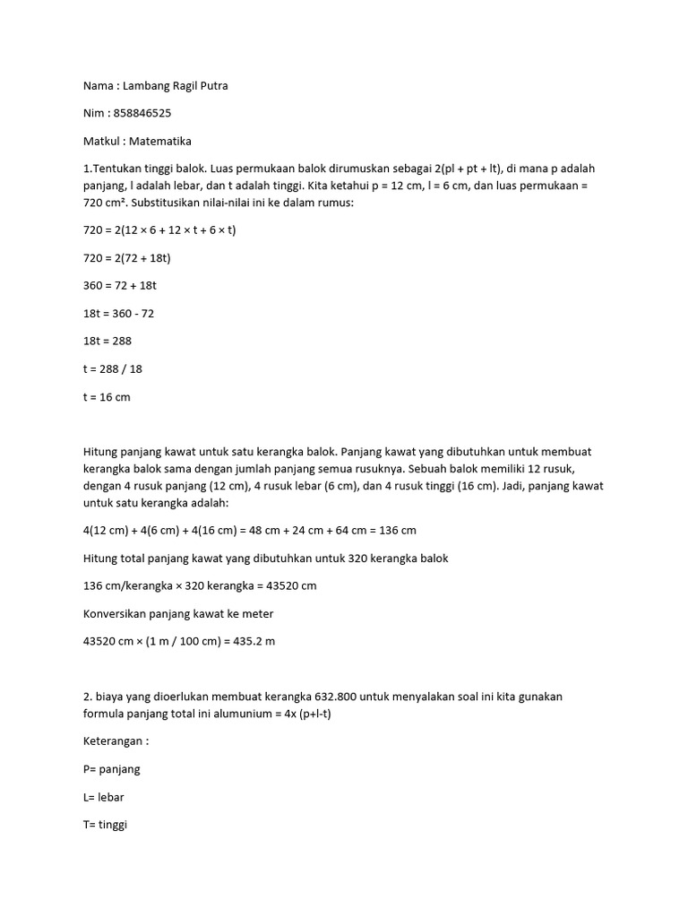 Tugas 1 Matematika - Lambang | PDF