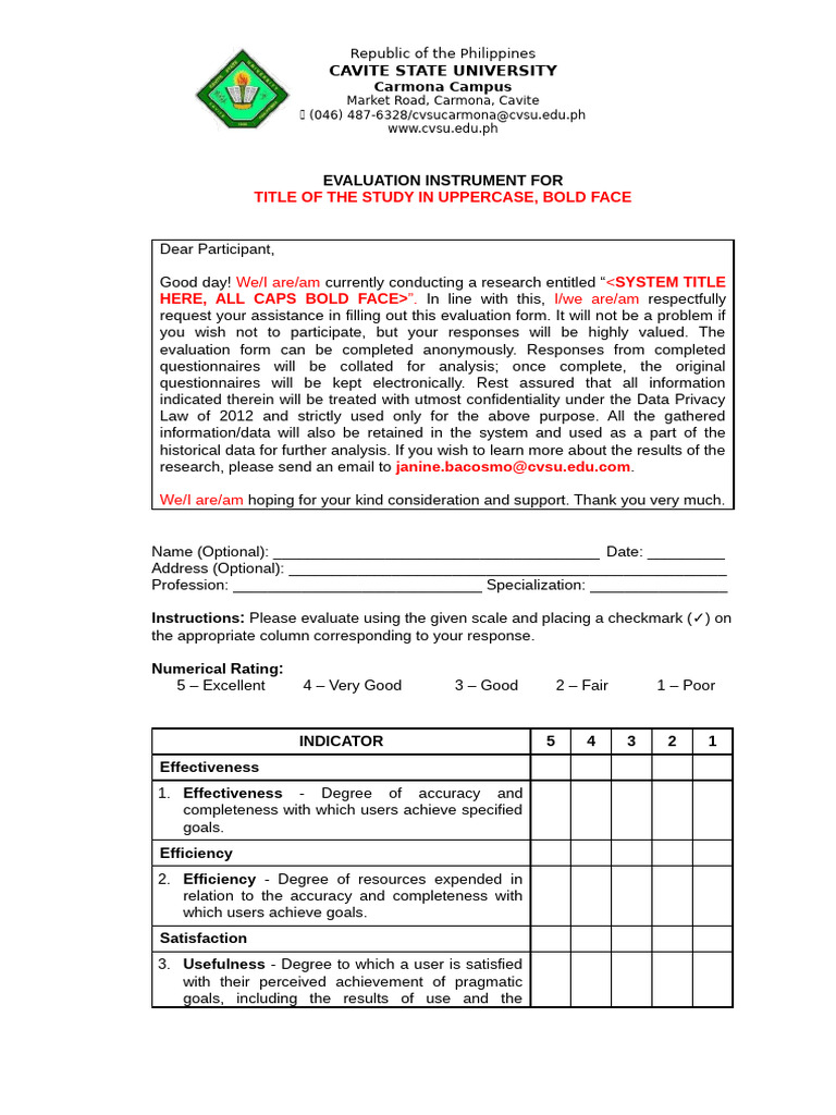 Evaluation Instrument for Research Study | PDF | Risk | Business