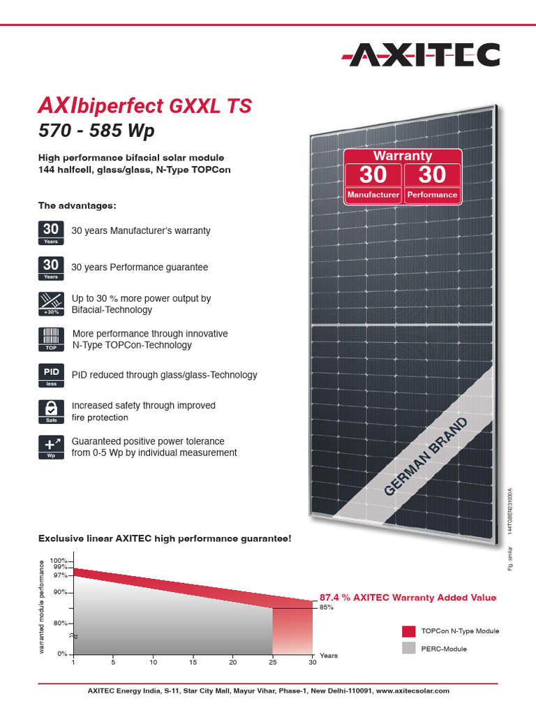 570 - 585 WP AXIbifacial Topcon Datasheet | PDF | Solar Panel | Electricity