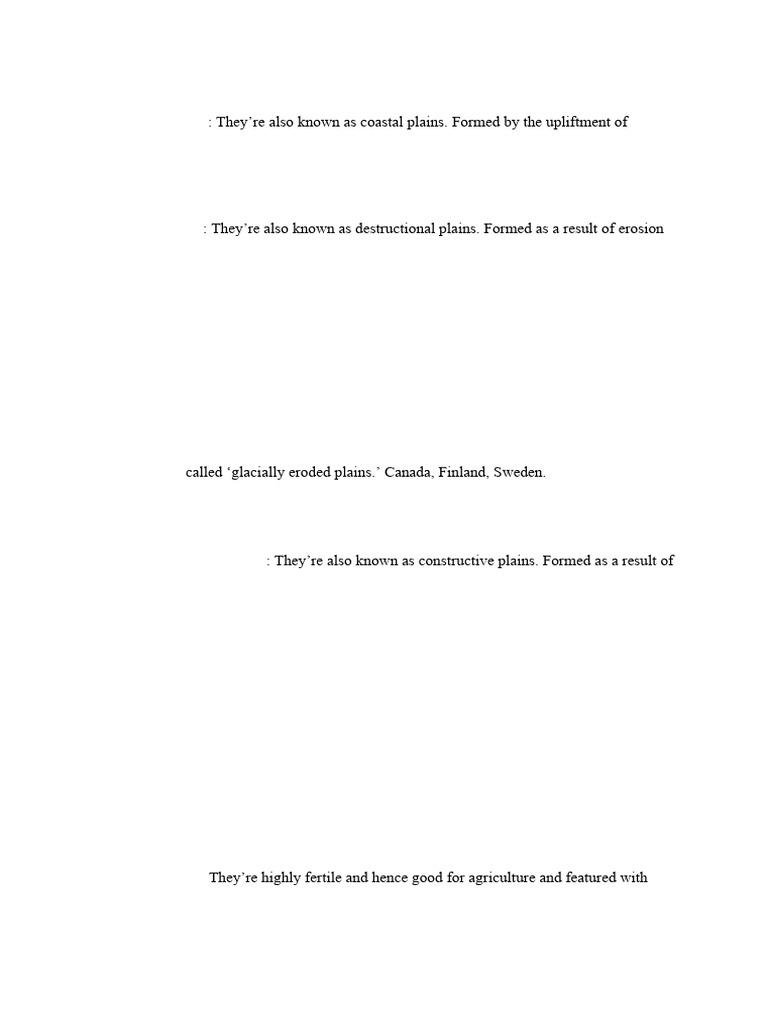 Types of Plains: Formation and Examples | PDF | Erosion | Glacier