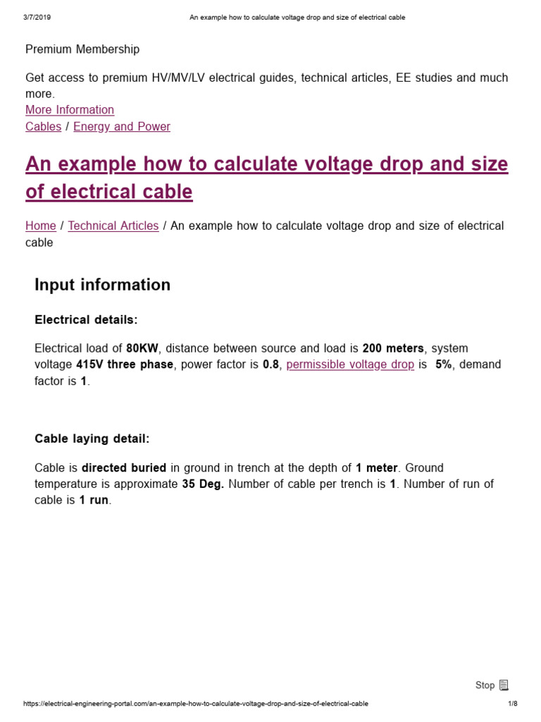 Calculate Voltage Drop & Cable Size | PDF | Insulator (Electricity ...