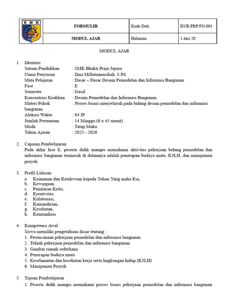 Dasar-Dasar Program Keahlian Dpib Elemen 1 2025-2026 | PDF