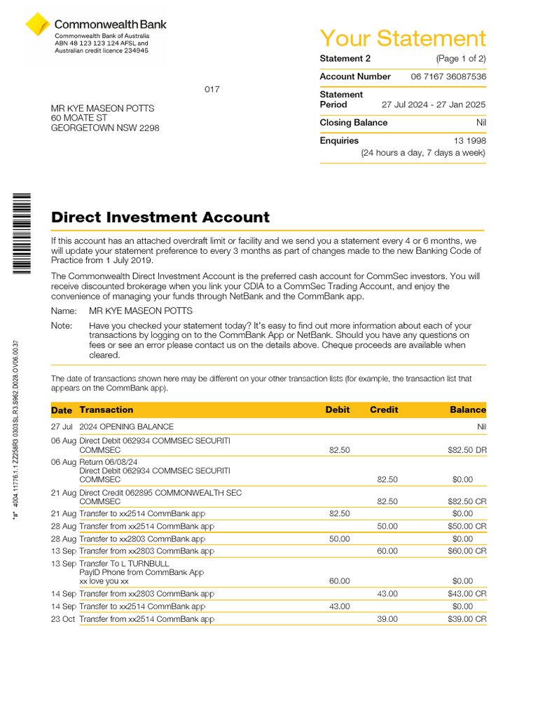AccountStatement 2025 01 27 | PDF | Debits And Credits | Debit Card