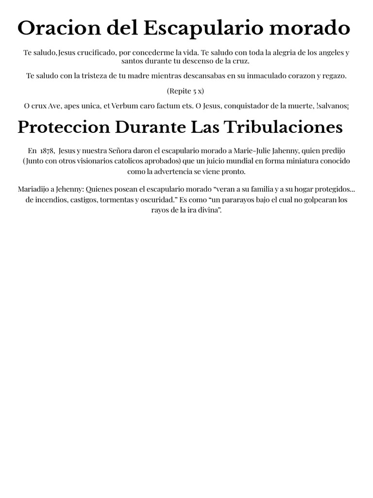 Oracion Del Escapulario Morado Canva | PDF