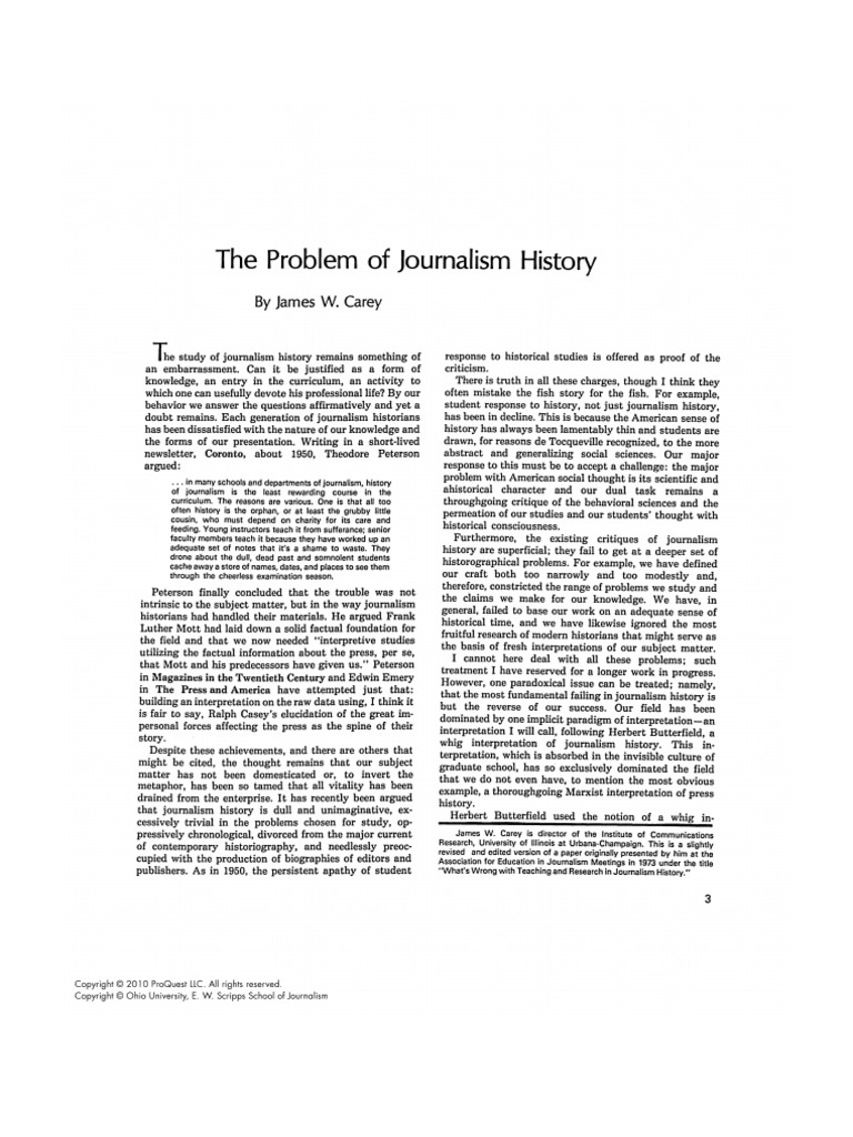 The Problem of Journalism History | PDF