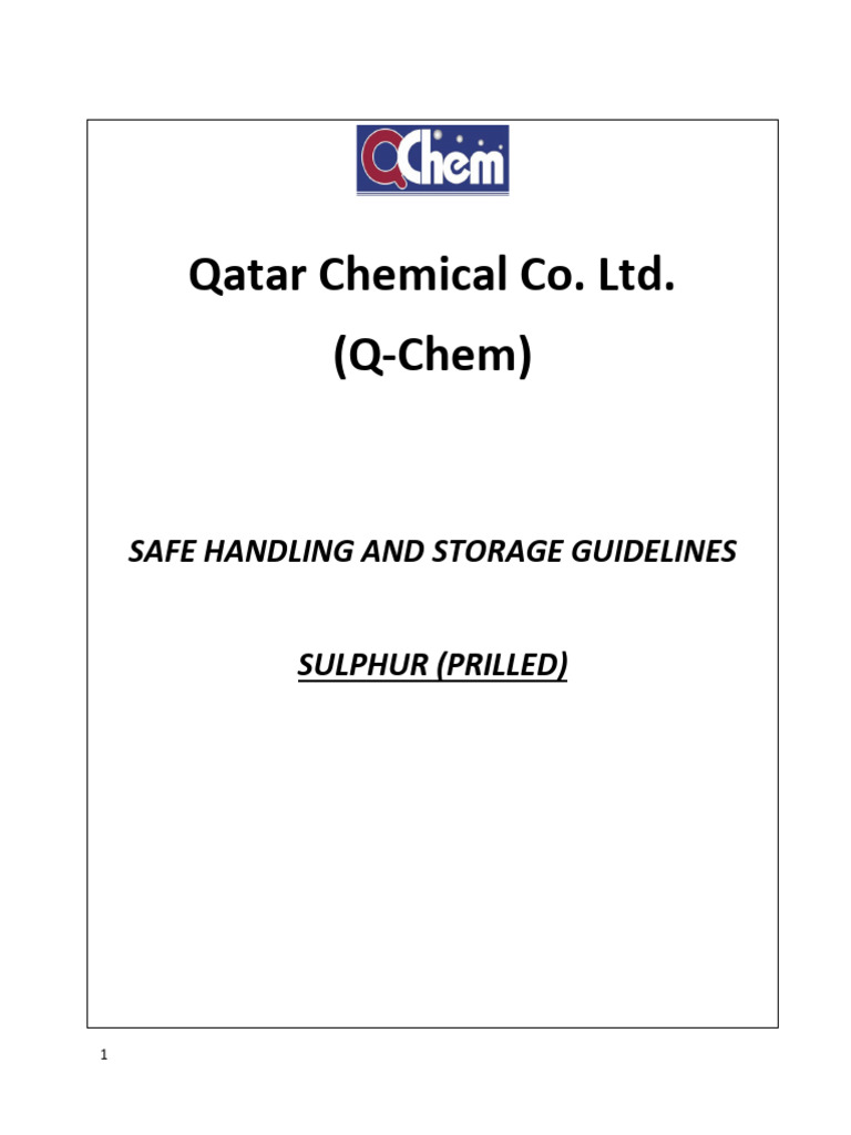 Sulphur Safe Handling and Storage Guide | PDF | Materials | Chemical ...