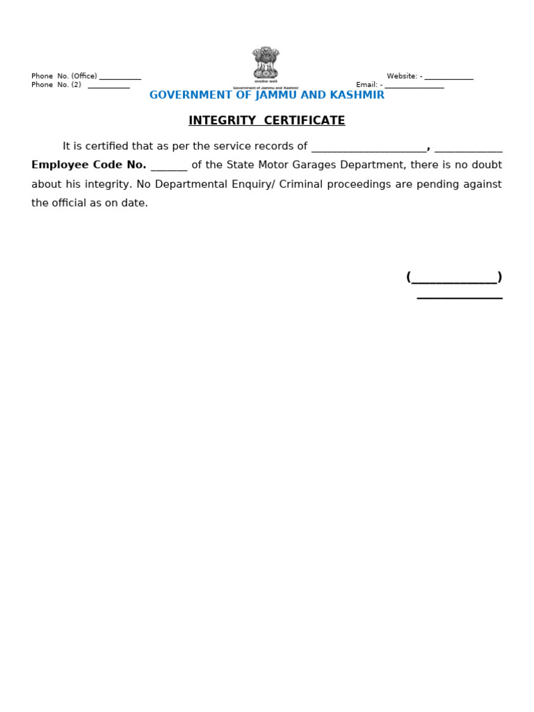 Ingegrty Certificate | PDF