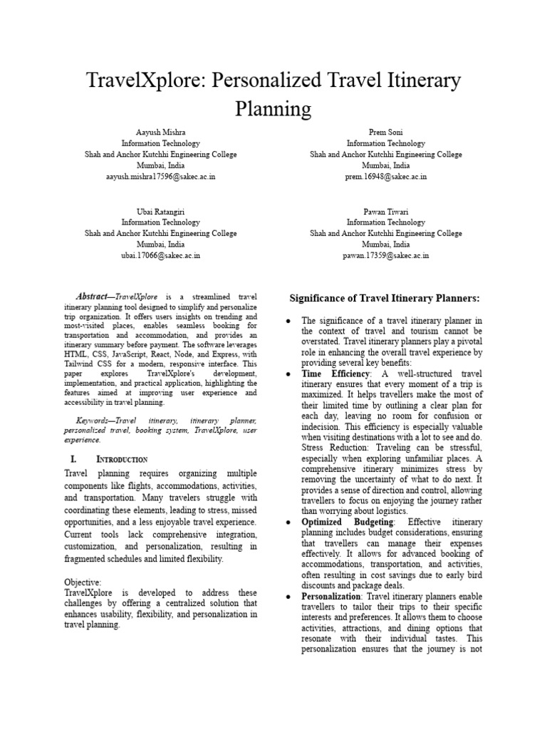 TravelXplore Research Paper | PDF | Usability | Internet