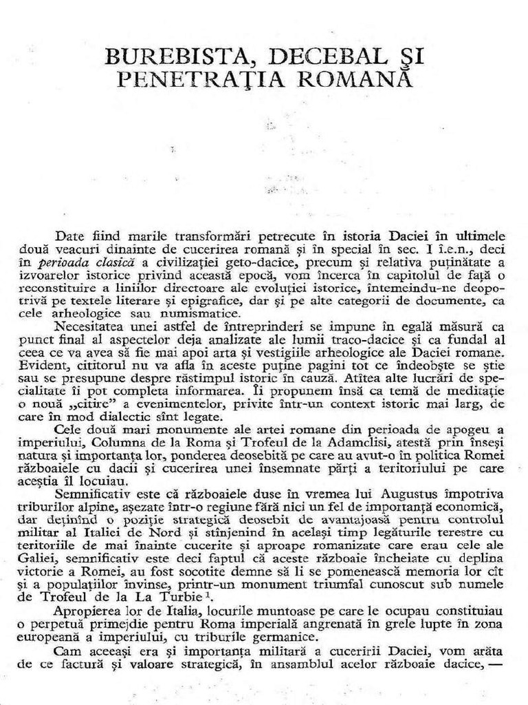 Burebista, Decebal Si Penetratia Romana | PDF