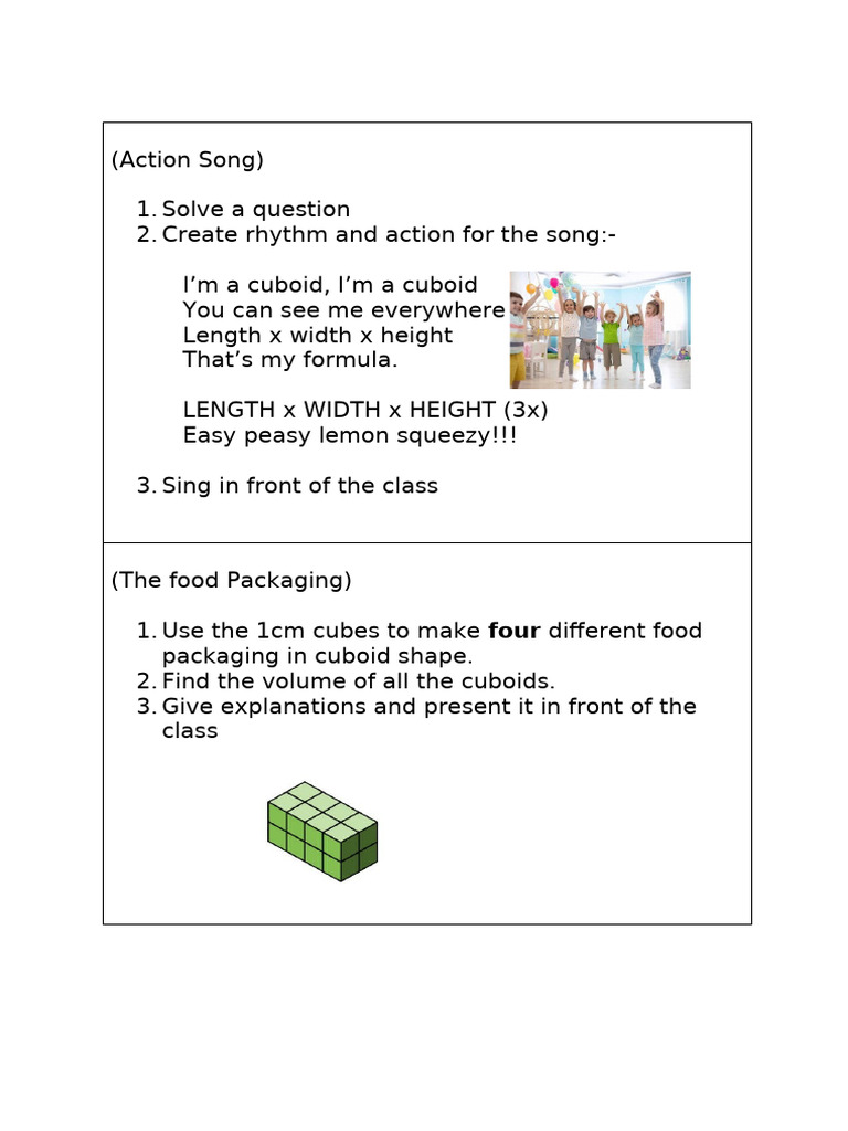 Fun Cuboid Volume Activities | PDF
