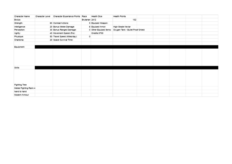Brutus - Character Sheet | PDF