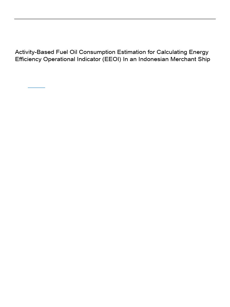 Activity-Based Fuel Oil Consumption Estimation For | PDF | Ships ...