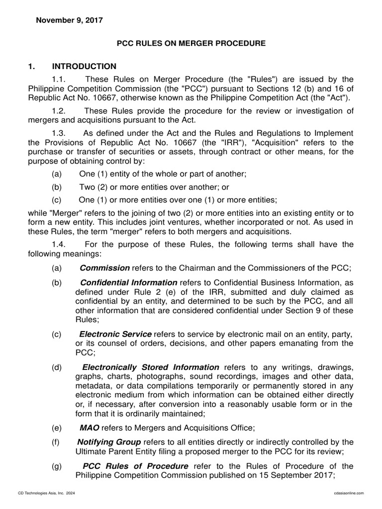 PCC Rules On Merger Procedure | PDF | Subpoena Duces Tecum | Mergers ...