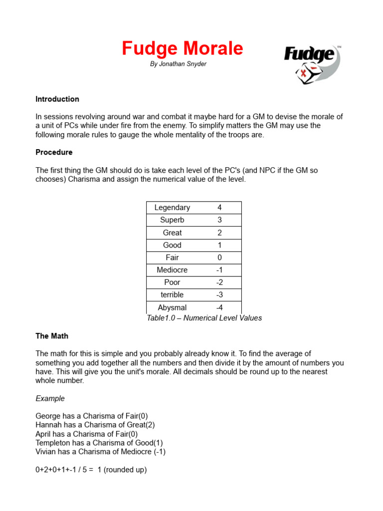 Fudge Morale | PDF | Gaming | Role Playing
