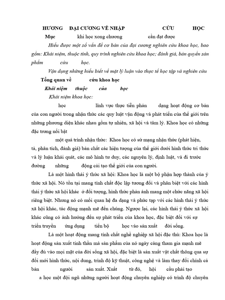 Đề cương bài giảng Nhập môn NCKH | PDF