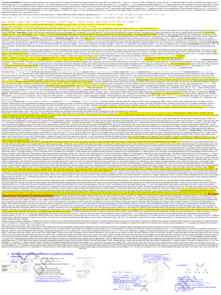 Discrete Math - 2024 One Pager | PDF | Vertex (Graph Theory) | Set ...