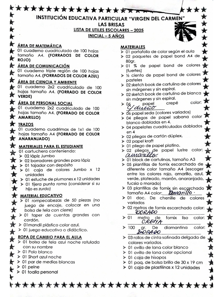 Lista 5 Años Liam | PDF