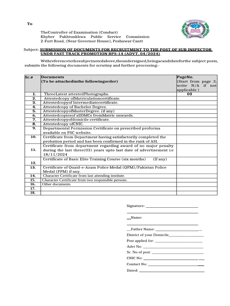 .Trashed-1750298111-Documents Submission Proforma for SI 04 2024 | PDF ...