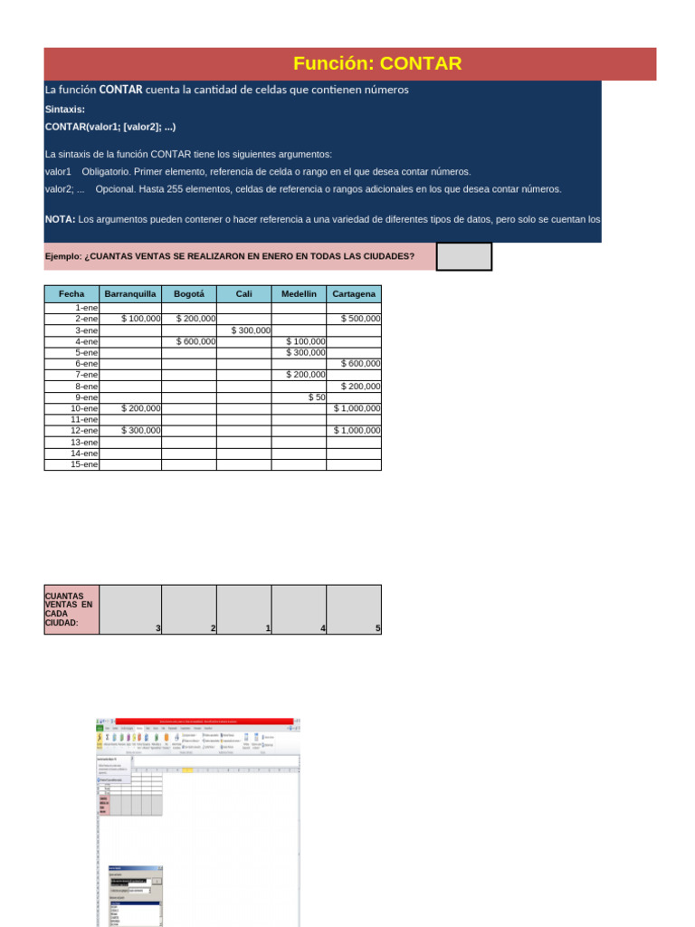 Ejercicio Funciones Contar Sumarsi | PDF