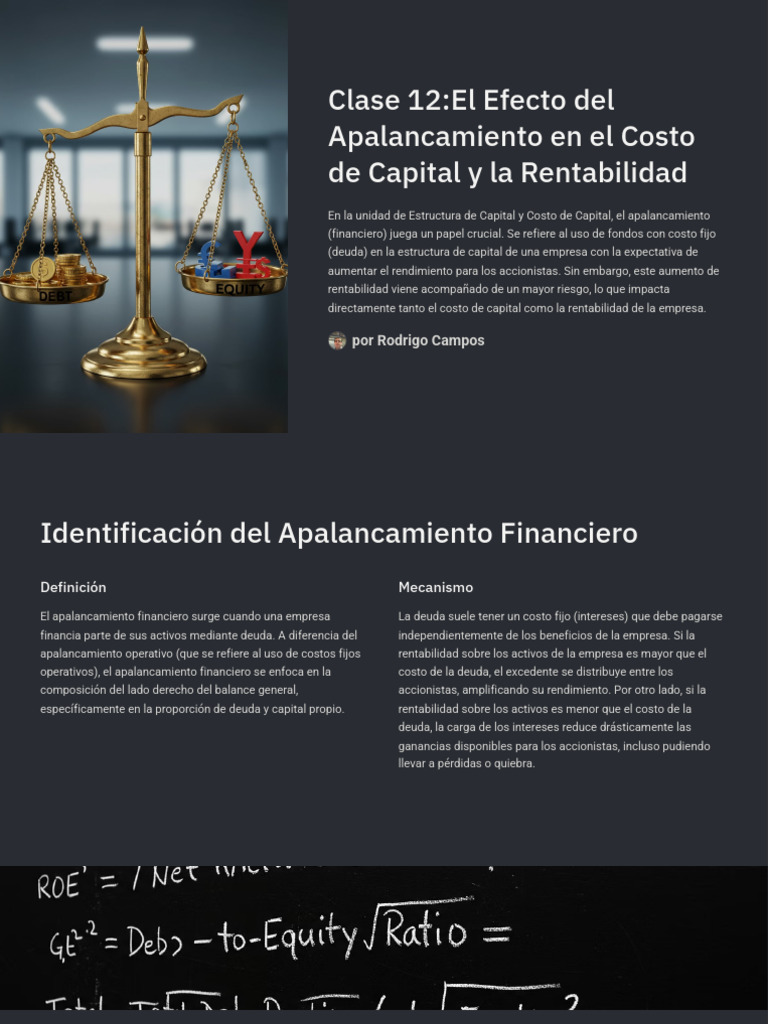 Apalancamiento en El Costo Del Capital y La Rentabilidad | PDF | Apalancamiento (Finanzas ...