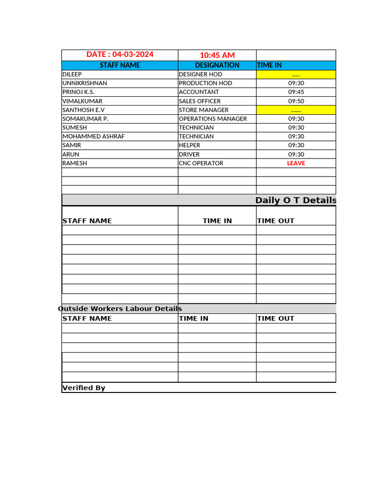 Attendance Format | PDF