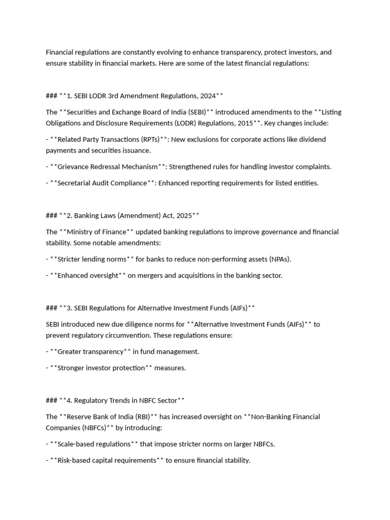 What are the latest financial regulations | PDF