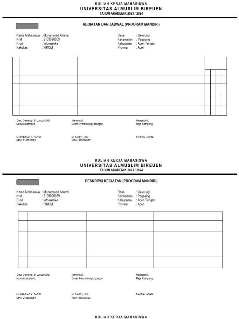 Matriks KKM 2024 Gabungan Kelompok Dan Mandiri Desa Gelelungi | PDF