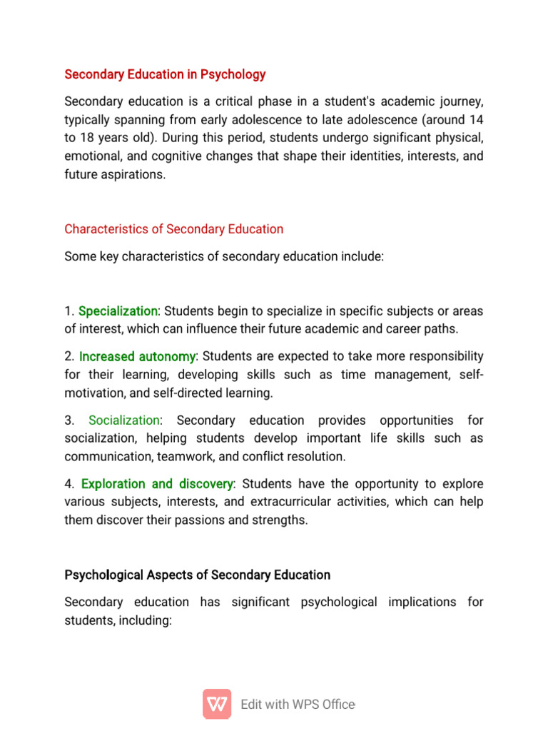 Secondary Education - Psych - 20.05.25 | PDF | Adolescence | Identity ...