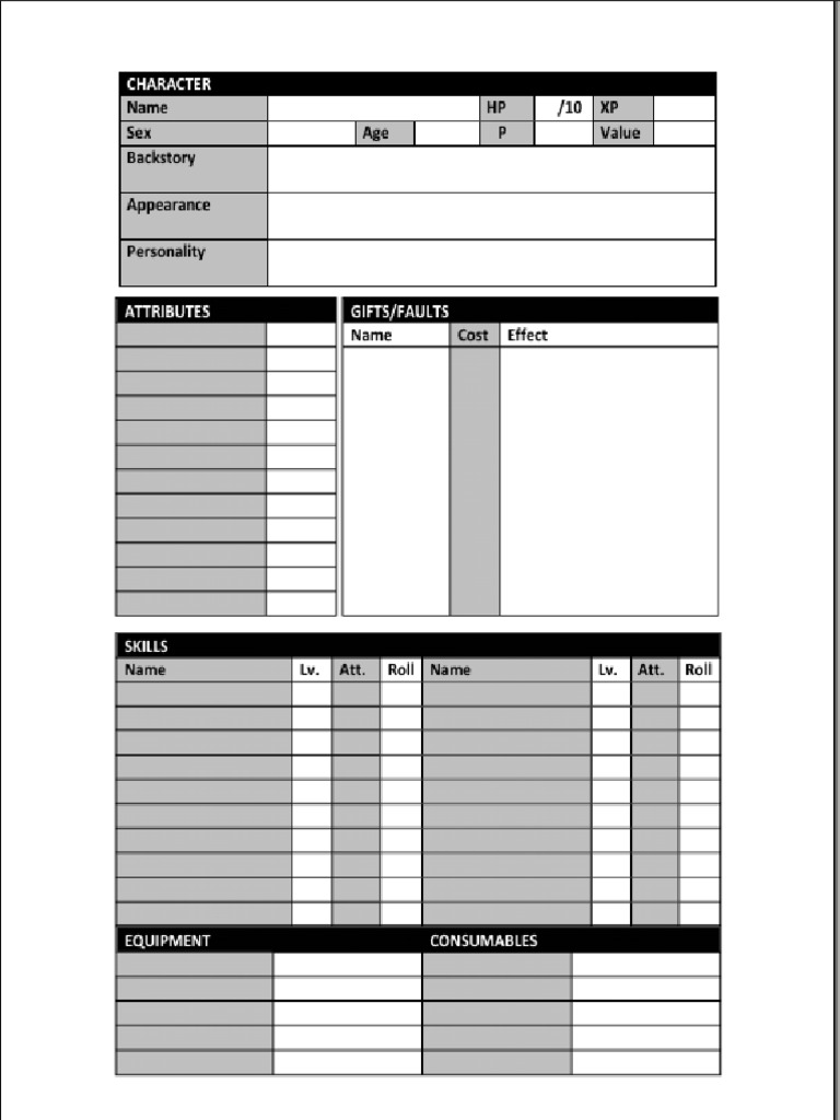 N Fudge Character Sheet | PDF
