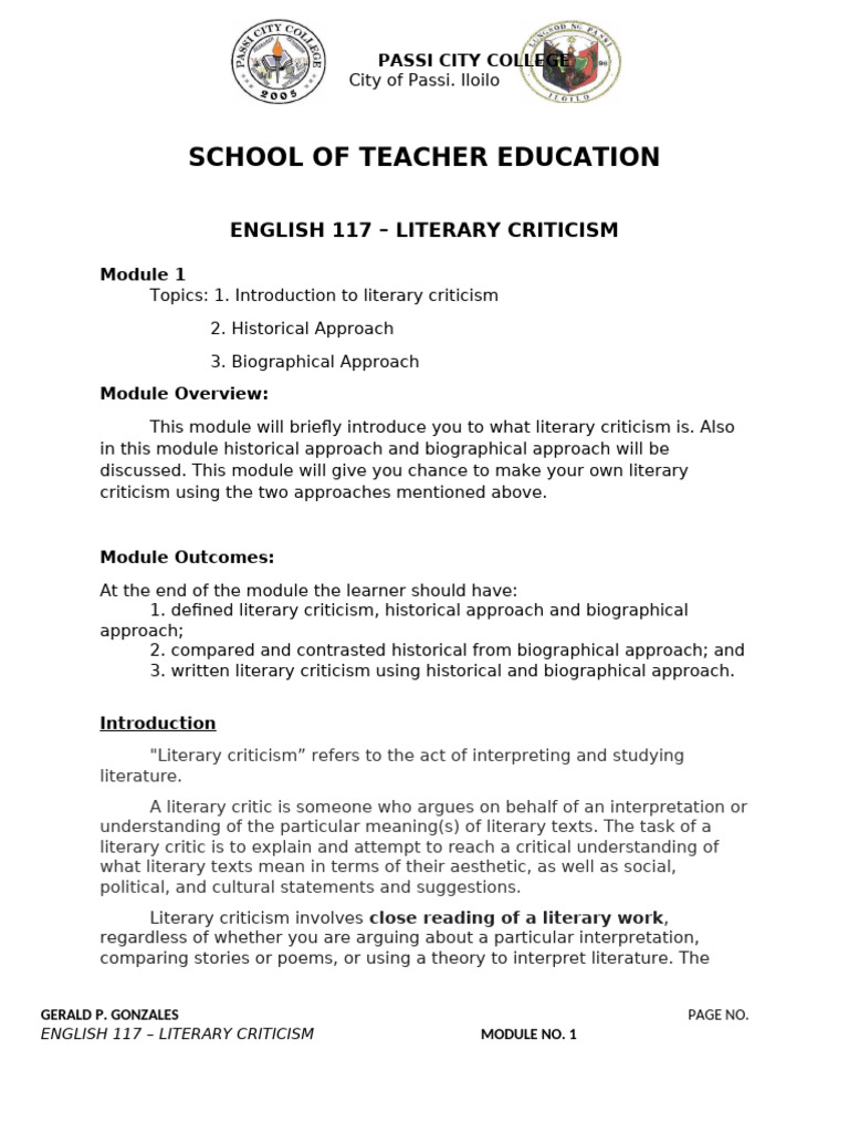 Literary Criticism: Historical & Biographical Approaches | PDF ...