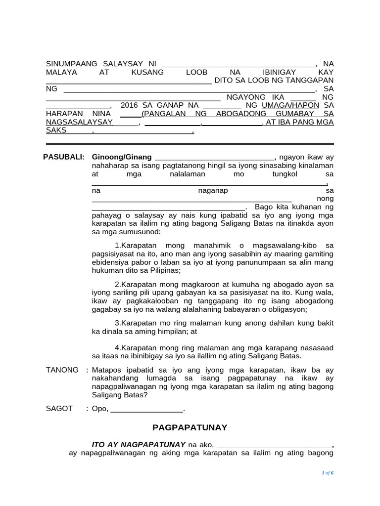 Sample Format of Extra Judicial Confession Tagalog | PDF