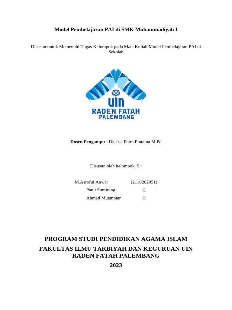 Model Pembelajaran PAI Di SMK Muhammadiyah I | PDF