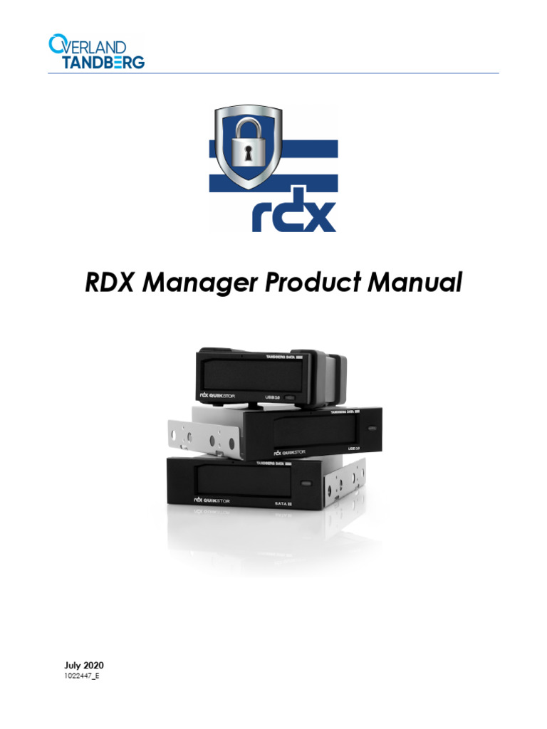 RDX Manager 2.0 Product Manual | PDF | Password | Microsoft Windows