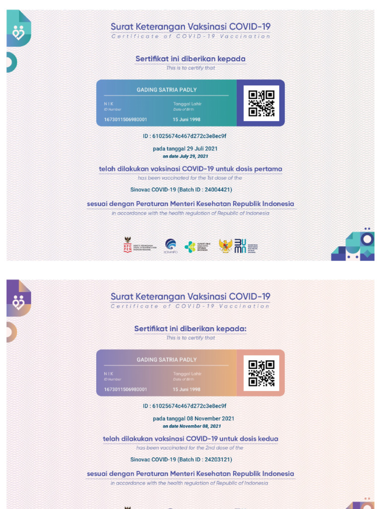 Sertifikat Vaksin | PDF