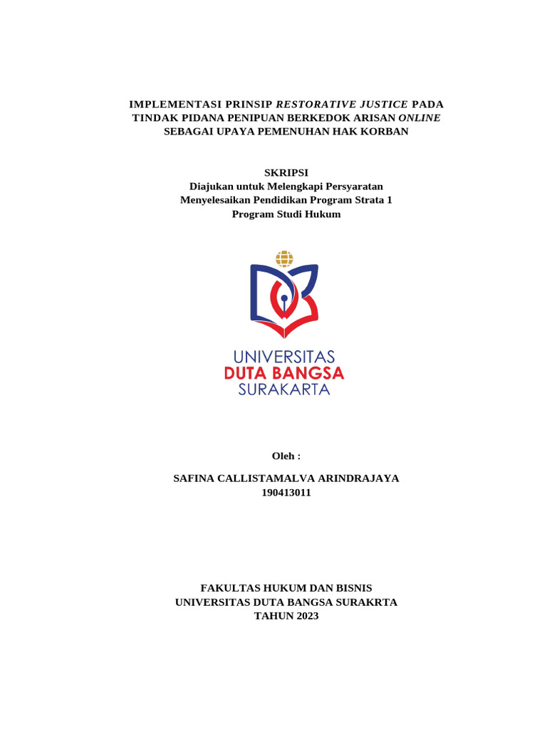 Contoh Laporan Skripsi UDB | PDF