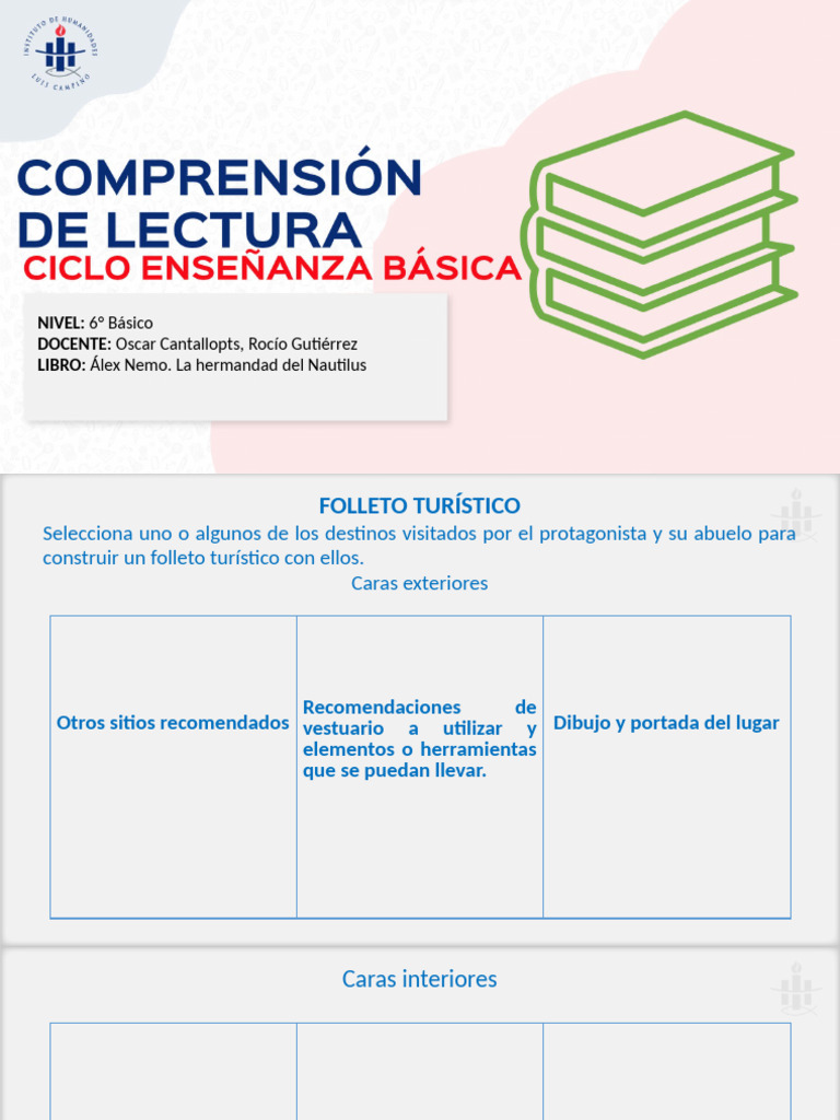 COMPRENSIÓN DE LECTURA 6° Folleto Álex Nemo | PDF
