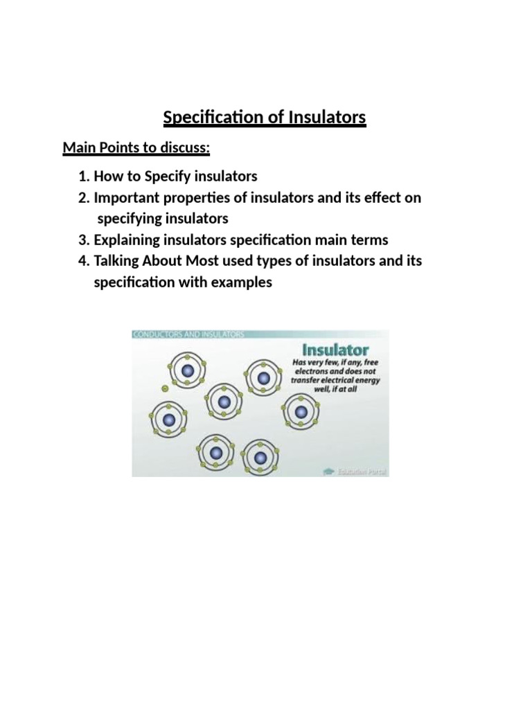 Specification of Insulators | PDF | Insulator (Electricity) | Electric ...