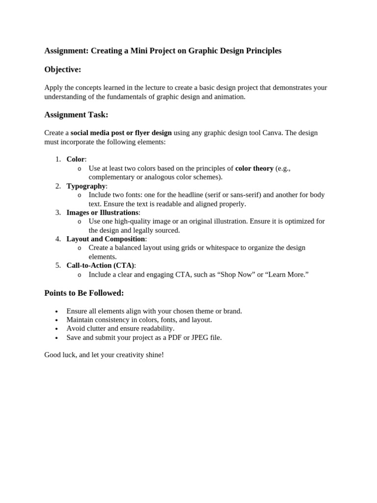 Graphic Design Mini Project Assignment | PDF