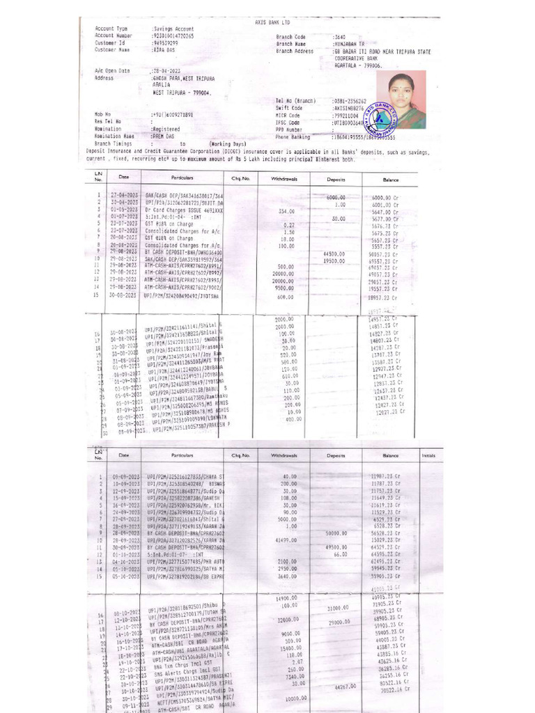 Bank Pass Book Statement | PDF