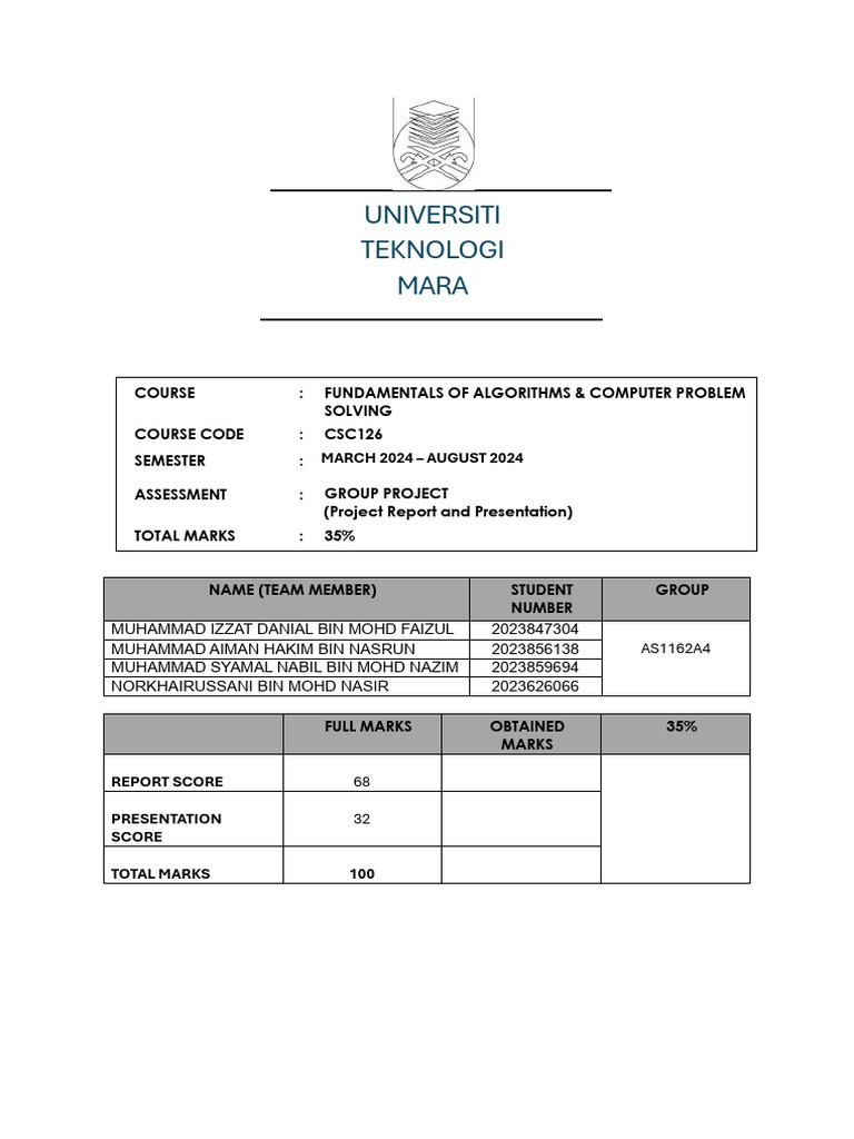 CSC126 Group Assignment | PDF | Computer Science | Computing