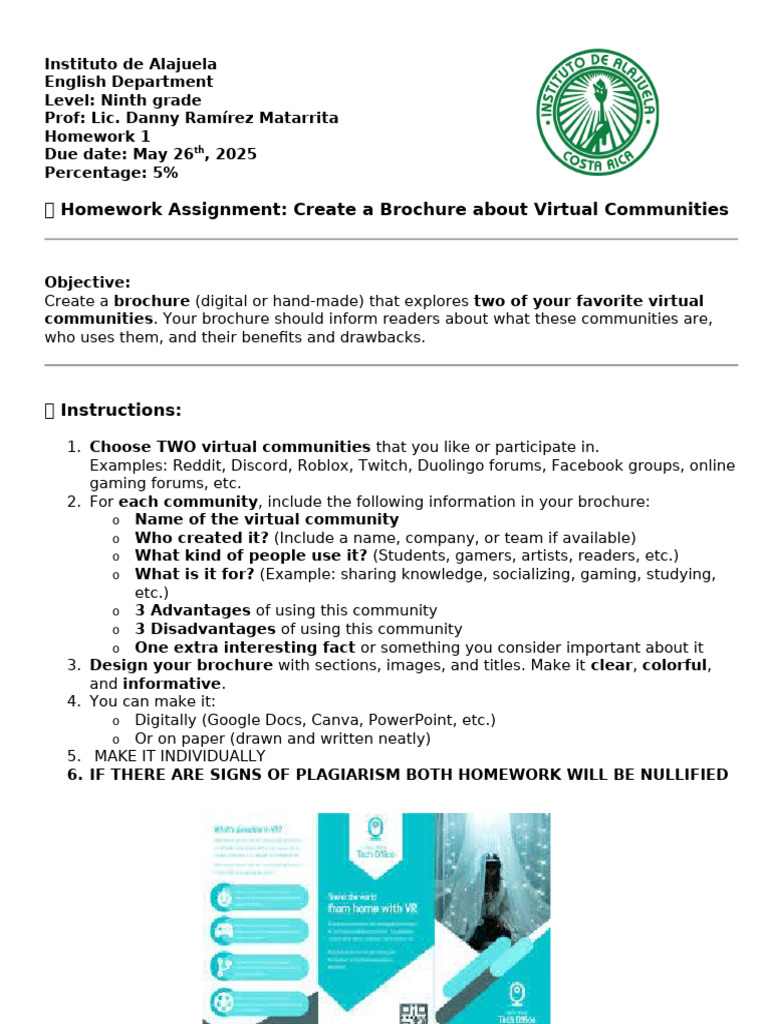 Virtual Communities Brochure Assignment | PDF
