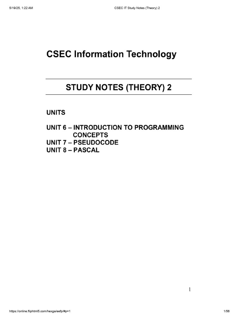 CSEC IT Study Notes (Theory) 2 | PDF