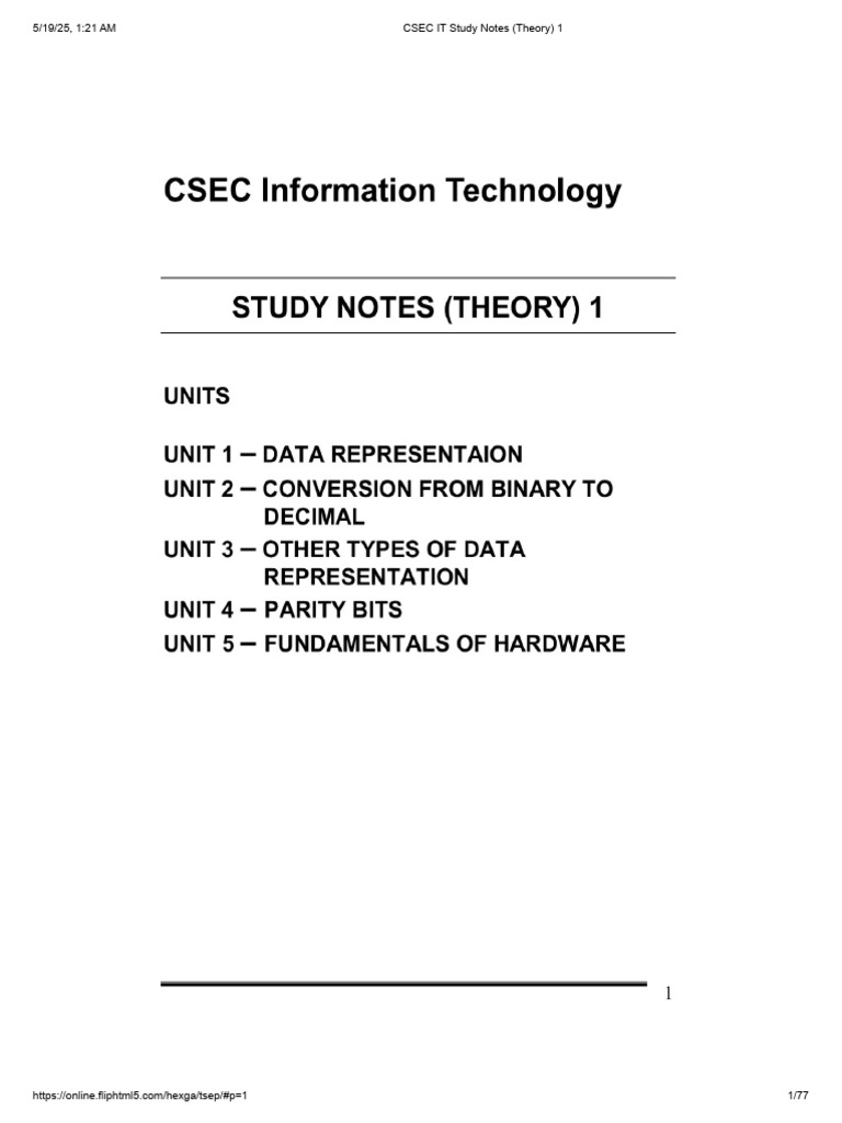 CSEC IT Theory Study Notes | PDF